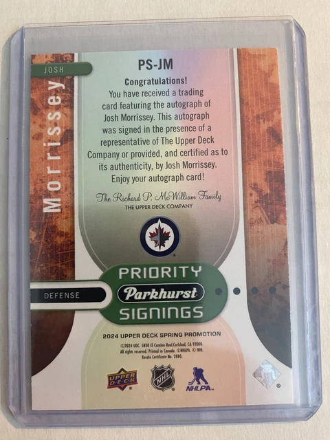 EXPOSITION DE PRINTEMPS 2024 Parkhurst signatures prioritaires Josh ...