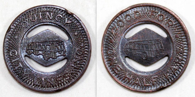 C.1930'S QUINCY CITY Lines Good for One Half Fair Transit Trade Token ...