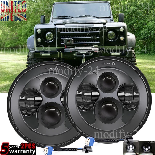 FIT LAND ROVER Defender 7" H4 LED Headlights RHD E MARKED 90 110 TD4 ...
