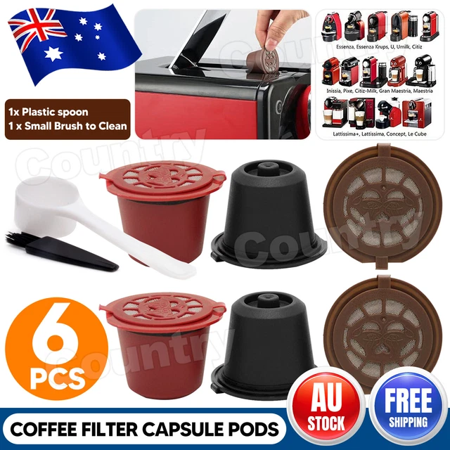 6PCS REFILLABLE REUSABLE Coffee Filter Capsule Pods For Nespresso Maker ...