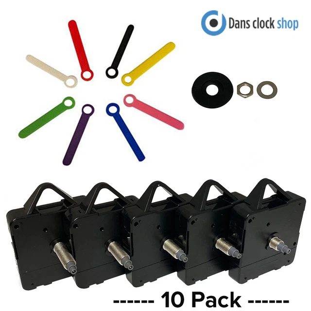 10 PACK CLOCK Making Kits Coloured Hands Quartz Movement Mechanism ...