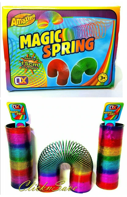 15CM AMAZING RAINBOW Magic Spring Coil Slinky Fun Toy 10m Stretching ...