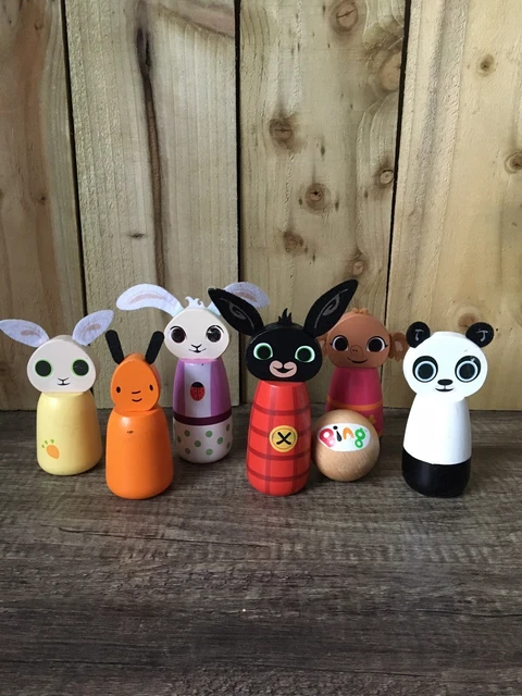 CBEEBIES BING BUNNY And Friends Wooden Skittles Bowling Toy Fun ...