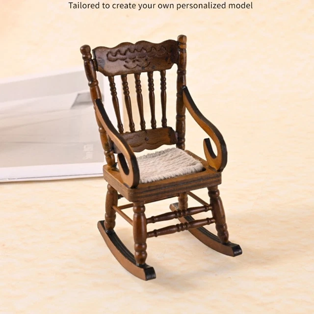 REALISTIC WOODEN ROCKING Chair Model for 1/12 Dollhouses Scene Display ...