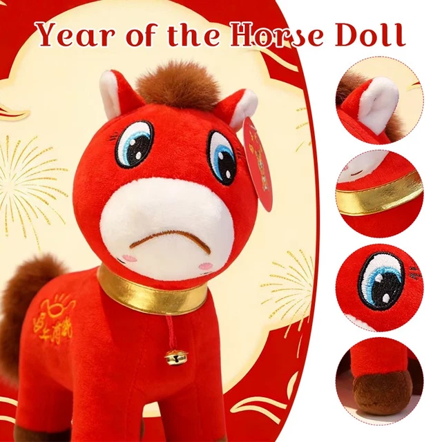 PLUSH TOY CRYING Horse Smiling Horse Zodiac Wealth Mascot Year of Horse ...