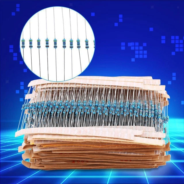 METAL FILM RESISTORS Kit 1 ohm-10 1/4W 6 1280PCS Resistors Assorted Set ...