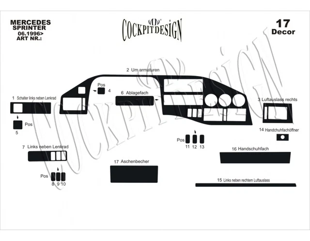 MERCEDES SPRINTER MK1 W901/903 1996-2000 Dash Trim Kit 3M 3D 17-Parts £ ...