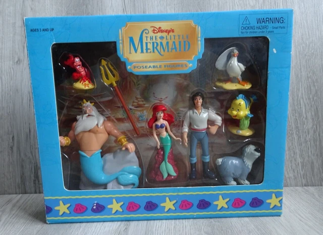LITTLE MERMAID POSEABLE Figure Set Euro Disney Vintage 8 Piece Ariel ...