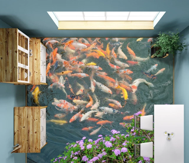 3D WATER GOLDFISH Petal O706 Floor WallPaper Murals Wall Print Decal 5D ...