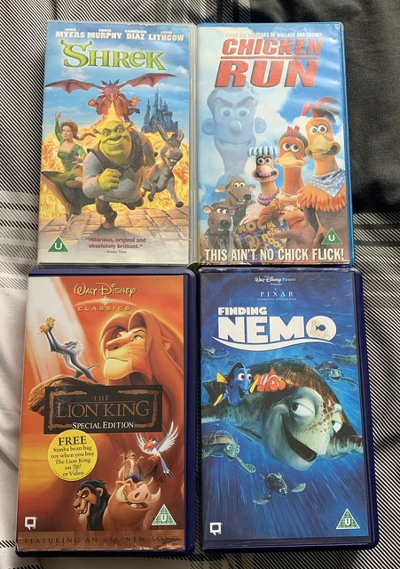 CHILDREN’S VHS COLLECTION. Shrek, Chicken Run, The Lion King, Finding ...