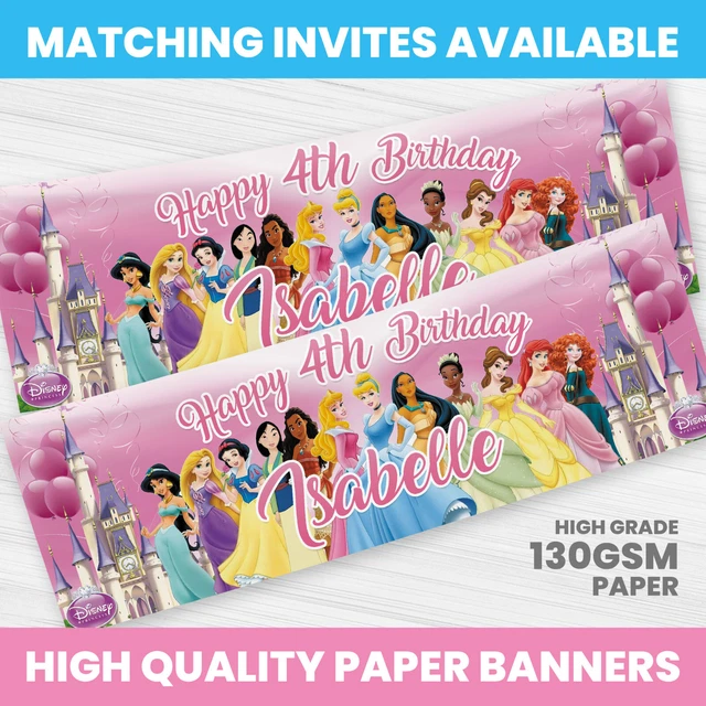 DISNEY PRINCESS BIRTHDAY Banner Personalised Any Name Party Banner Girl ...