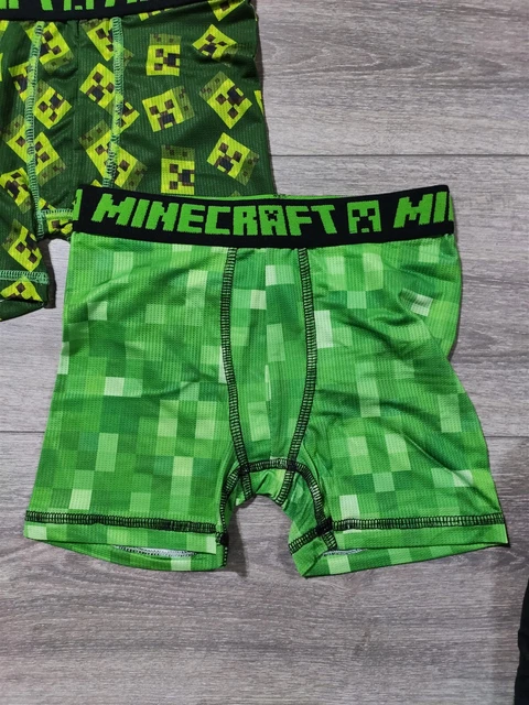 MINECRAFT UNDERWEAR KIDS Small Size 6 Green Creeper Crew Boxer Briefs ...