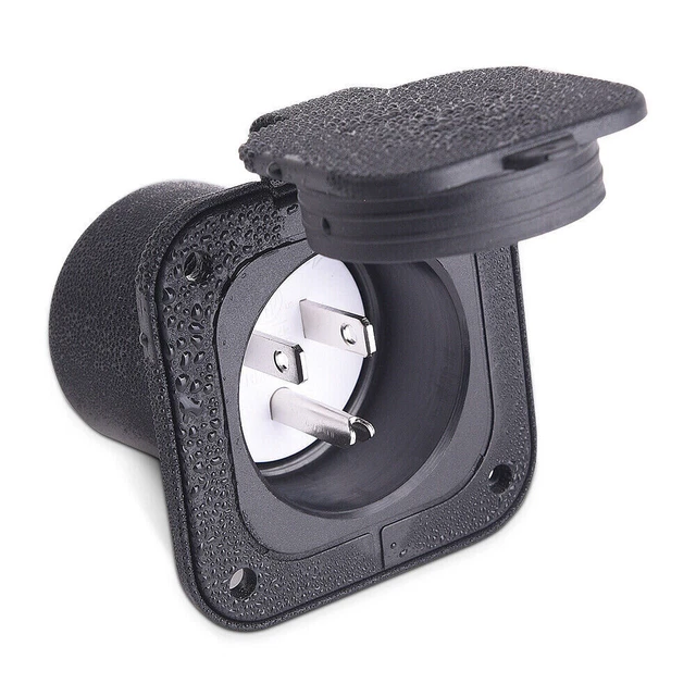 15 AMP FLANGED Inlet 125V NEMA 5-15 RV Shore Power Inlet Plug w ...