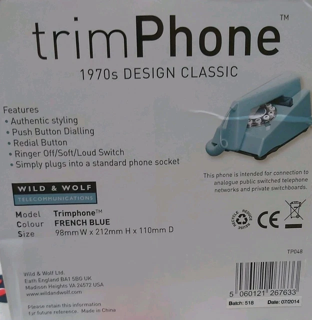 WILD & WOLF Trimphone French Blue £19.35 - PicClick UK