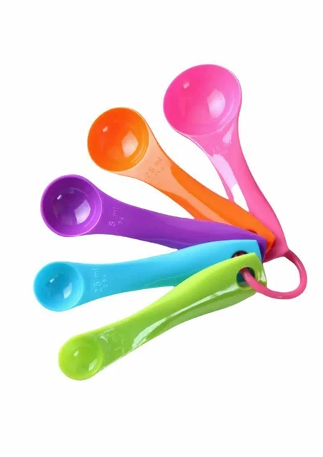 MEASURING SPOON 5PCS Plastic 1/4tsp 1/2tsp 1tsp 1/2tbsp 1 tbsp £5.54 ...