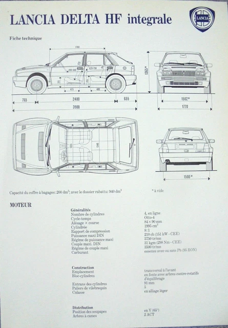 Lancia Delta Hf Integrale Fiche Technique