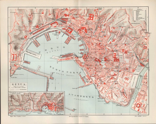 MAPPA PIANTA DELLA città mappa 1905: Mappa Genova. Italia Italia EUR 19 ...