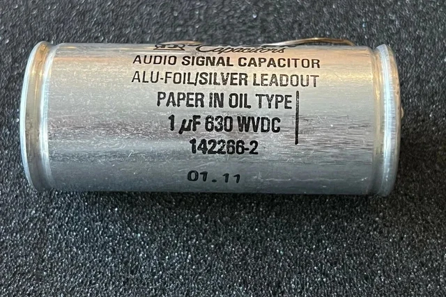 JENSEN 1UF 630V CAPACITOR. ALU FOIL IN PAPER AND OIL. SILVER LEAD OUTS ...