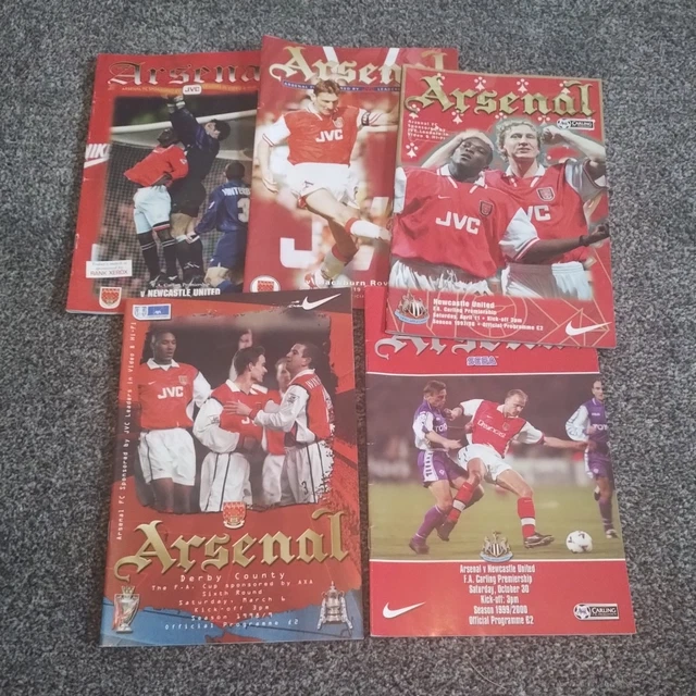 ARSENAL FOOTBALL PROGRAMMES (5 consecutive seasons) 1995/96 to 1999/00 ...
