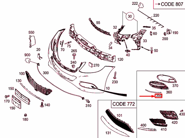MERCEDES-BENZ S W222 Front Bumper Right Trim Strip A2228851421 EUR 70 ...