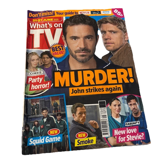 UK WHAT'S ON TV Magazine 21-27 June 2025 Murder John Strikes Again £2. ...