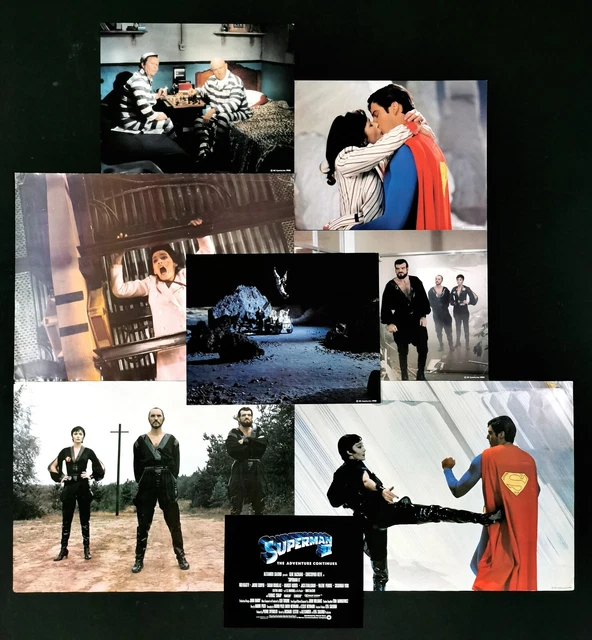 SUPERMAN II SET 8 fotobuste poster Christopher Reeve Hackman Stamp Sci ...