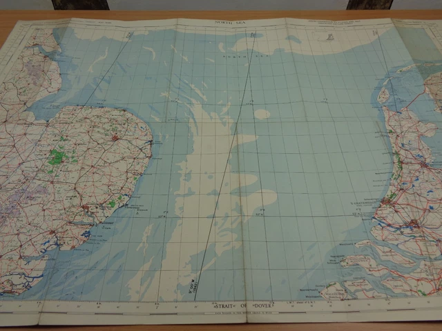 ORIGINAL WW2 (1942) RAF "WAR" map of the "NORTH SEA" (COASTAL & BOMBER ...