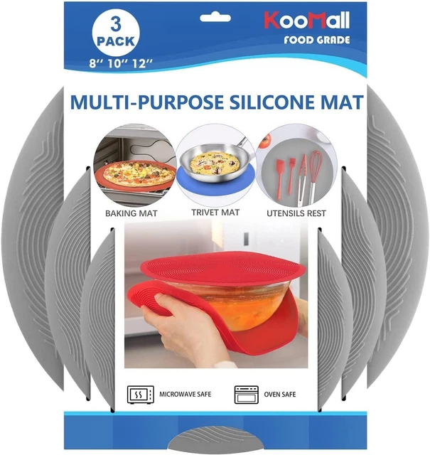 KOOMALL 12 10 8 Inch Multi-use Microwave Mat, Trivet, Pot 12+10+8 Gray ...