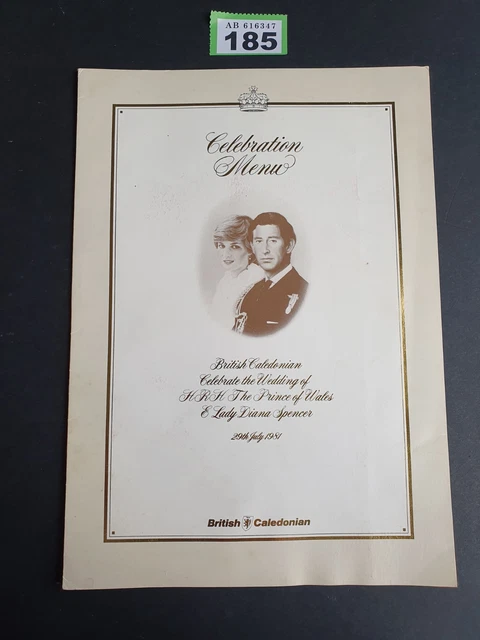 CHARLES & DIANA British Caledonian 1St Class Celebration Menu 29/7/81 ...