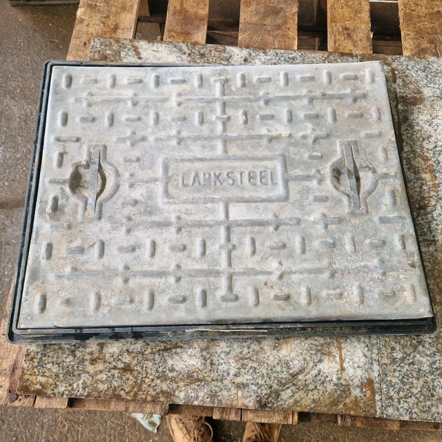 CLARK DRAIN MANHOLE Cover & Frame Galvanised Metal 620mm X 475mm Lid ...