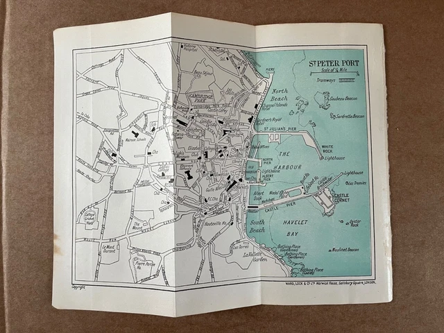 ANTIQUE CITY MAP of St. Helier Jersey the Channel Islands 1928 / 1929 £ ...