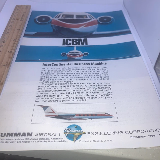 IBCM AIRPLANE BUILT by Grumman Aircraft ENG Corp Vintage Print AD 1966 ...