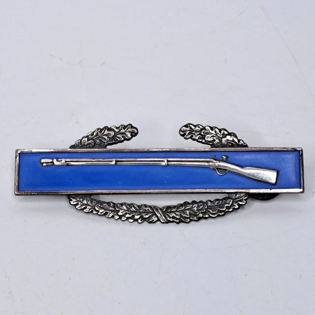 WWII US ARMY Sterling Silver Infantry Marksman Rifle Badge Blue Enamel ...