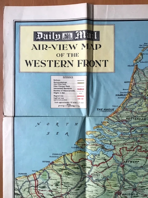 ORIGINAL WWII DAILY Mail War Map: Air-View Map Of The Western Front £8. ...