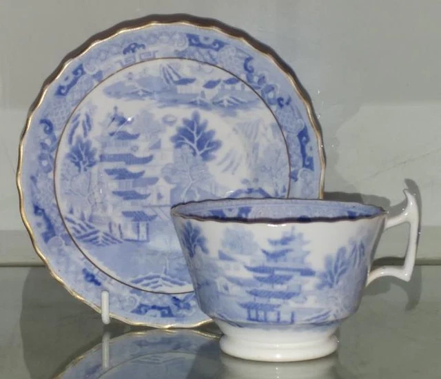 GEORGIAN MILES MASON Porcelain Two Temples / Broseley Cup & Saucer C ...