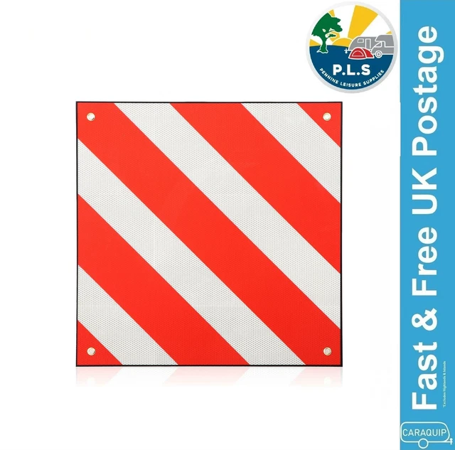 REAR WARNING HAZARD Sign Motorhome Aluminium Safety Reflector Plate ...