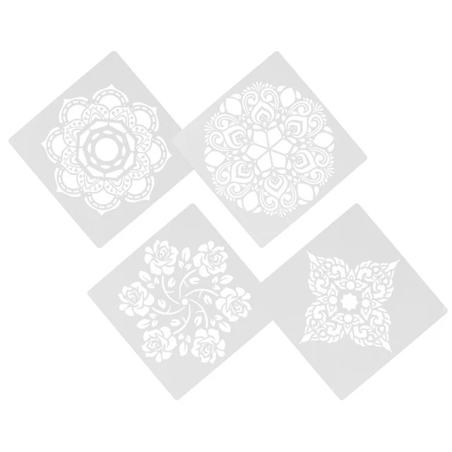 8 SHEETS HOLLOW out Stencil Reusable Flower stencil floor mandala ...