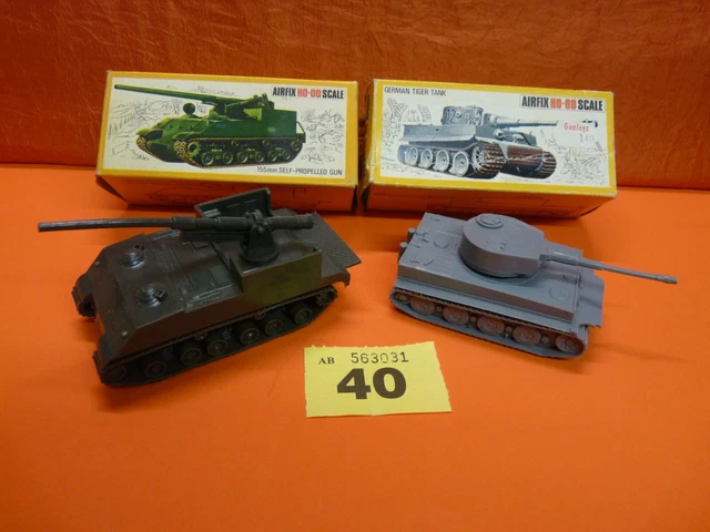 VINTAGE AIRFIX 155MM Self-Propelled Gun & German Tiger Tank HO-OO Scale ...