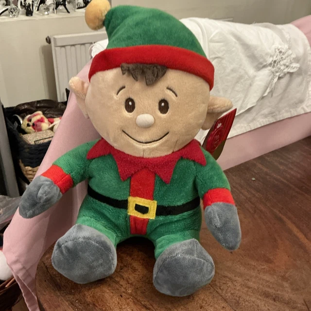 11” KEEL TOYS sitting green Elf Christmas Childrens Teddy Plush Soft ...