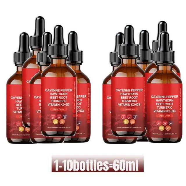 CAYENNE PEPPER HAWTHORN Beet Root Turmeric Vitamin K2+D3 Liquid Drops。1 ...