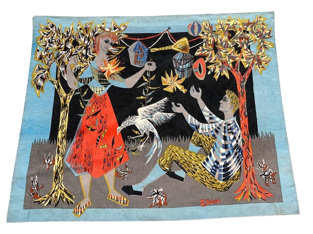 TAPISSERIE MURALE DE Robert DEBIEVE Vintage An 50's 60's Tableau ...