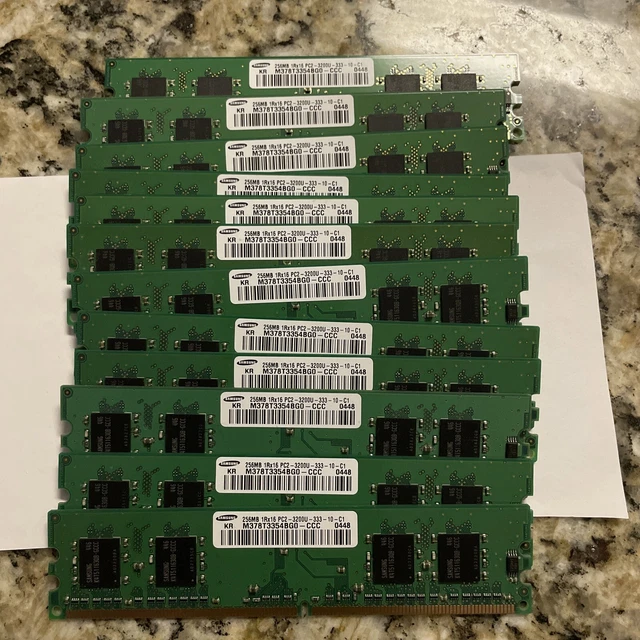 SAMSUNG 256MB 1RX16 PC2-3200U- 333-10-C1- 533MHz-M378T3354BGO-CCC 0448 ...