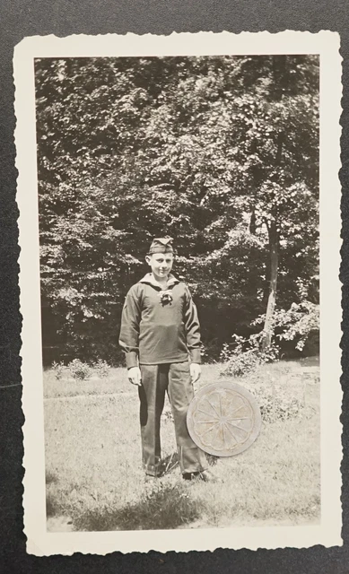FOTO PORTRAIT JUNGE Jugend Wk2 Marine Mütze Uniform Matrose Hose Schule ...