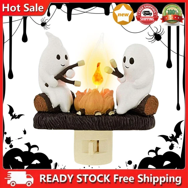 LED GHOST CAMPFIRE Flickering Night Light Plug Into Wall Resin Room ...