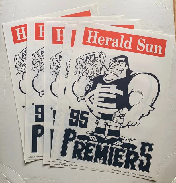FIVE X ORIGINAL 1995 Carlton Blues WEG AFL / VFL Premiership Posters ...