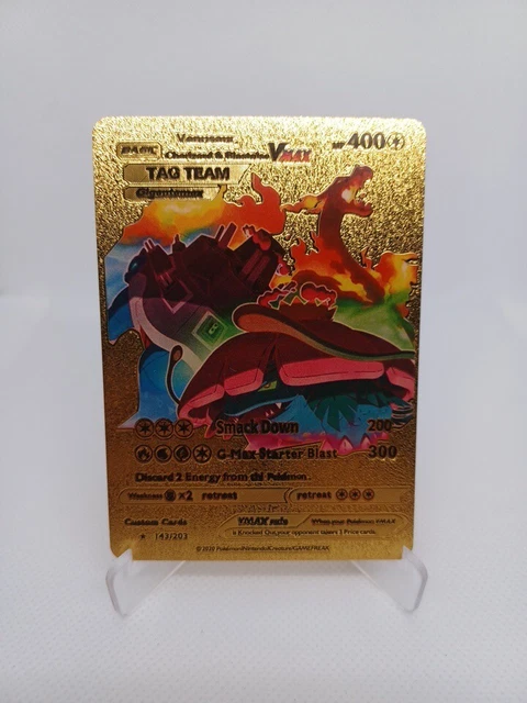 FEUILLE D'OR POKÉMON Venusaur, Charizard, Blastoise VMAX ️ Fan Art EUR 7,75 - PicClick FR