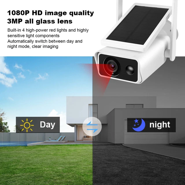 1080P SOLAR CAMERA Outdoor Wireless Surveillance Rainproof Remote Night ...