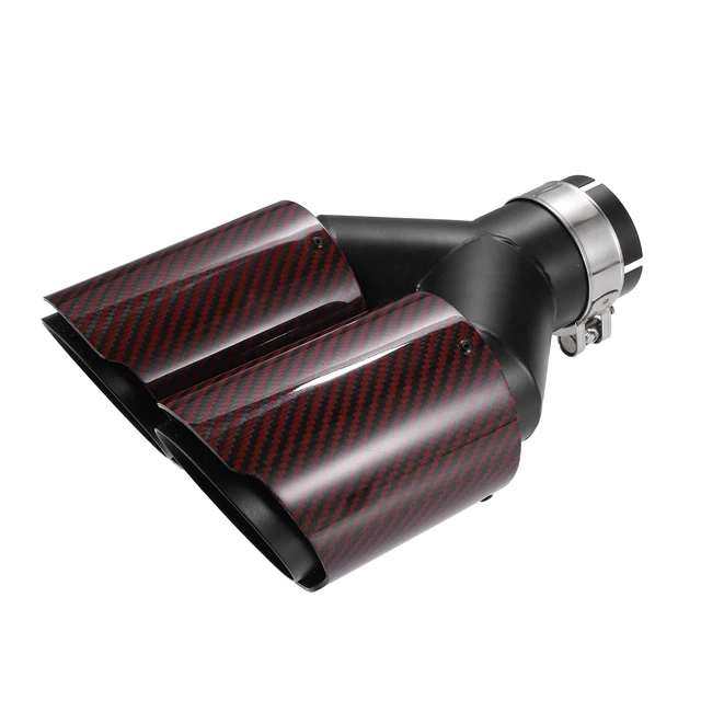 CARRO DOBLE ESCAPE Punta 2.4" Entrada 7.09" Salida Patrón Carbono Rojo ...