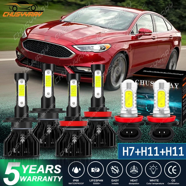 FOR FORD FUSION 2006-2016 6000K LED Headlight High-Low beam+Fog Light ...