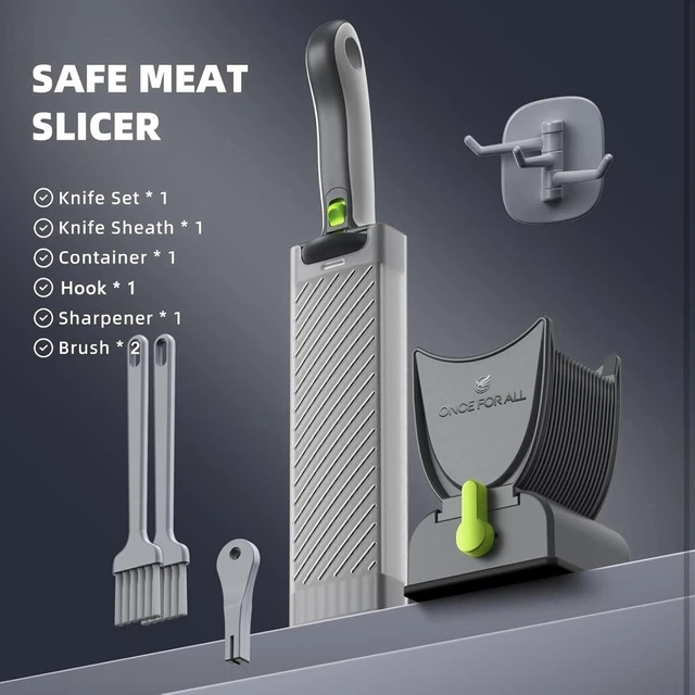ONCE FOR ALL Safe Meat Slicer 2mm/4mm Manual, Knife Set, Sheath ...